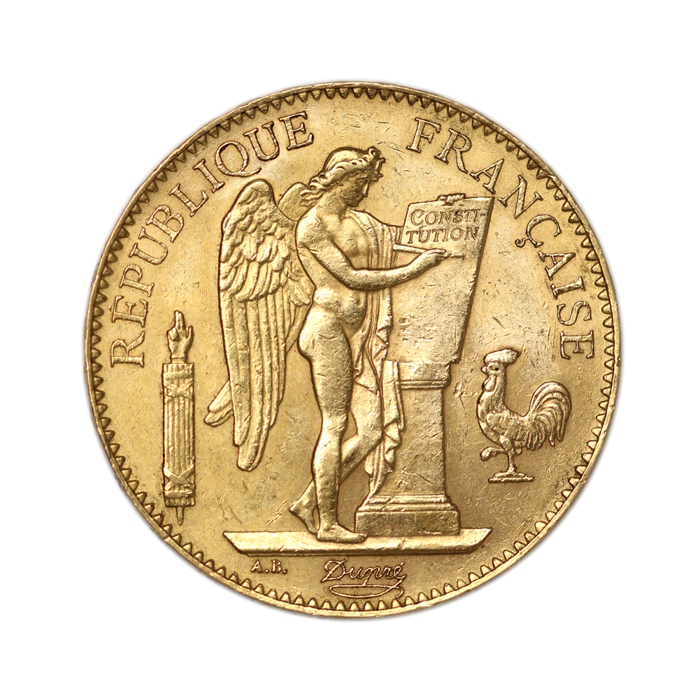 France 1886-A Gold 100 Francs Angel AU