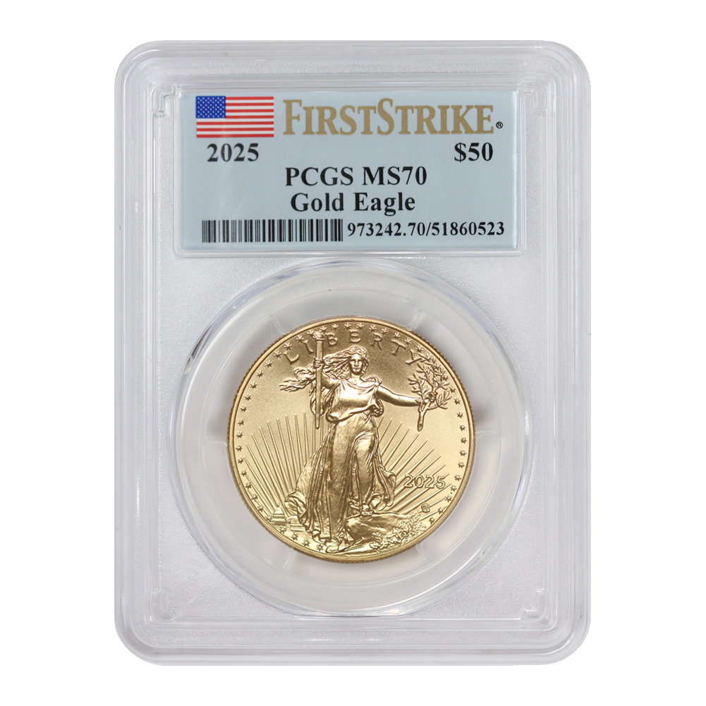 2025 $50 Gold Eagle PCGS MS70 FS Flag Label
