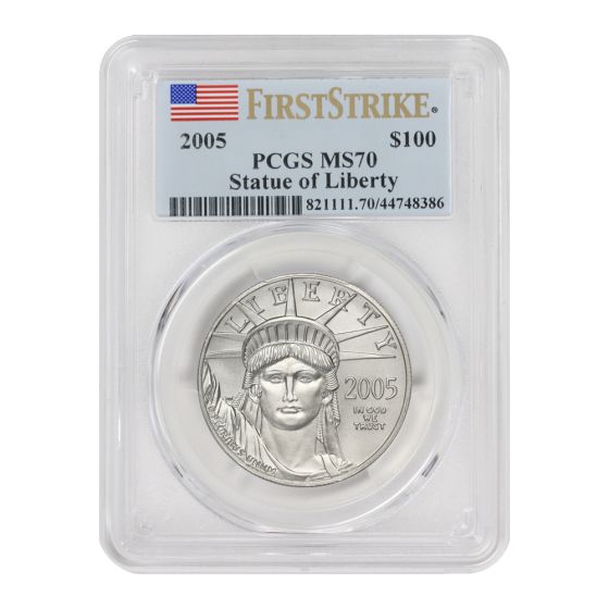 2005 $100 Platinum Eagle PCGS MS70 FS Flag