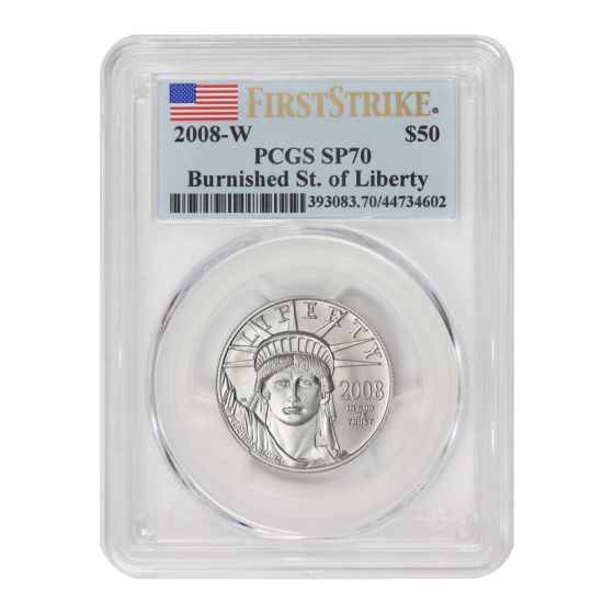 2008-W $50 Platinum Eagle PCGS SP70 FS Flag Label