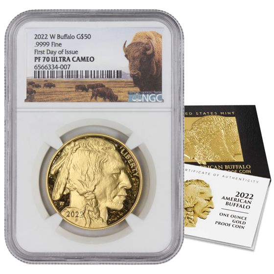 2022-W $50 Gold Buffalo NGC PF70UCAM FDOI Bison Label OGP