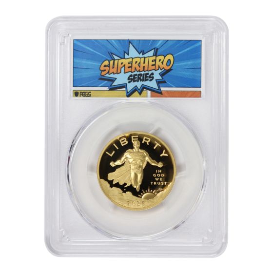 2025-W $50 Gold Superman PCGS Gem Proof FDOI Superhero Label w/ OGP