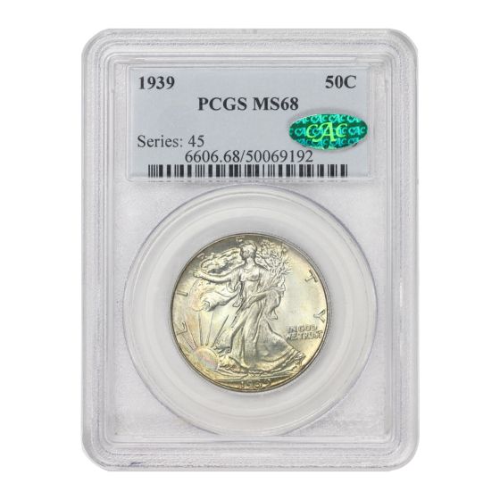 1939 50c Silver Walking Liberty PCGS MS68 CAC