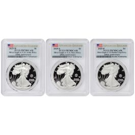 Set of 3 2025 $1 Silver Eagles Army, Navy, & Marine Corps 250th Anniv ...