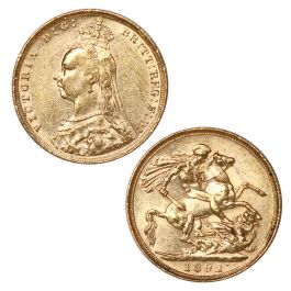 British 1892 Gold Sovereign Queen Victoria Jubilee BU